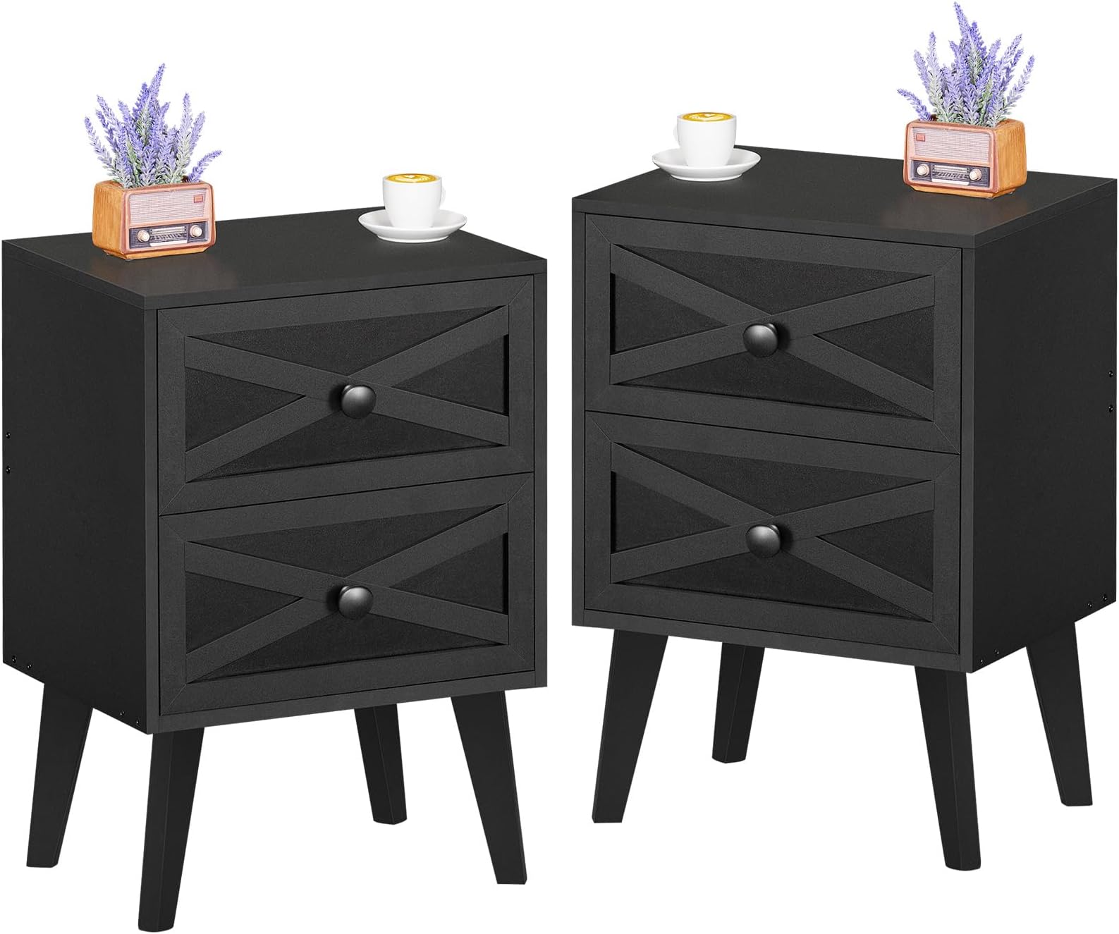 Amazon.com: VECELO Nightstands Set of 2, Side End Table Living Room ...