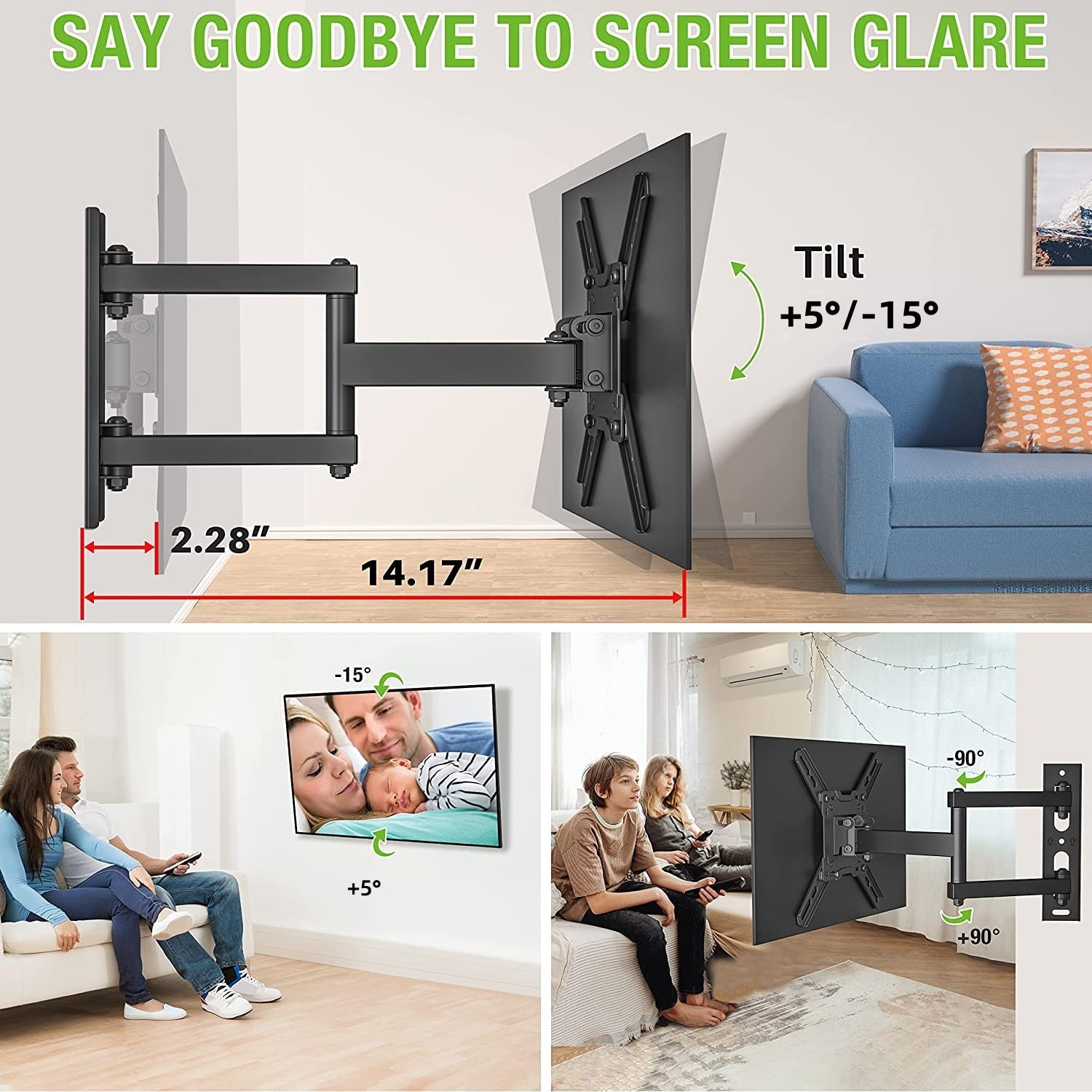 Snapklik.com : Full Motion Monitor TV Wall Mount Bracket Most 13-42 ...