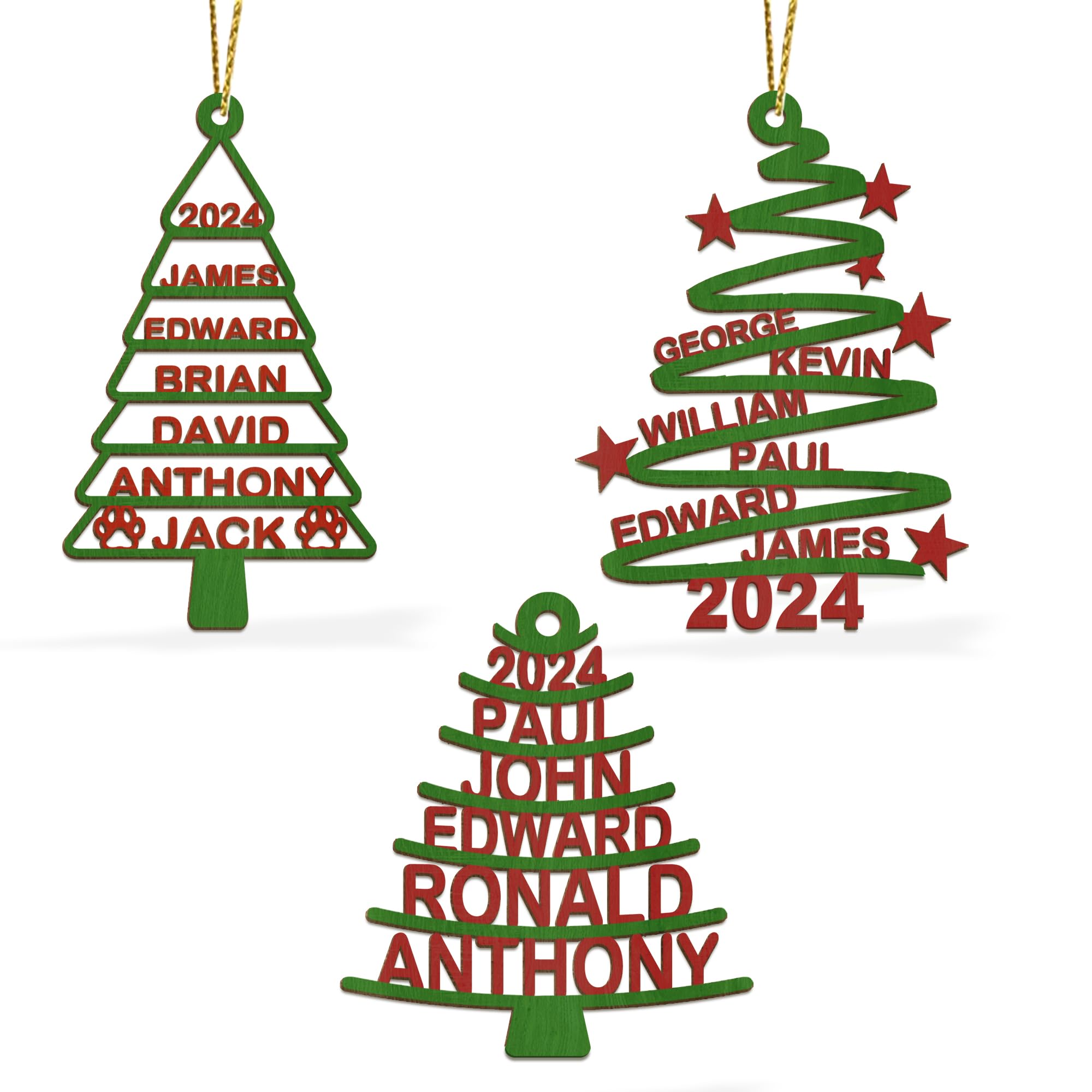 Laser Engraved Christmas Trees Tall Neon Green Lucite Tabletop