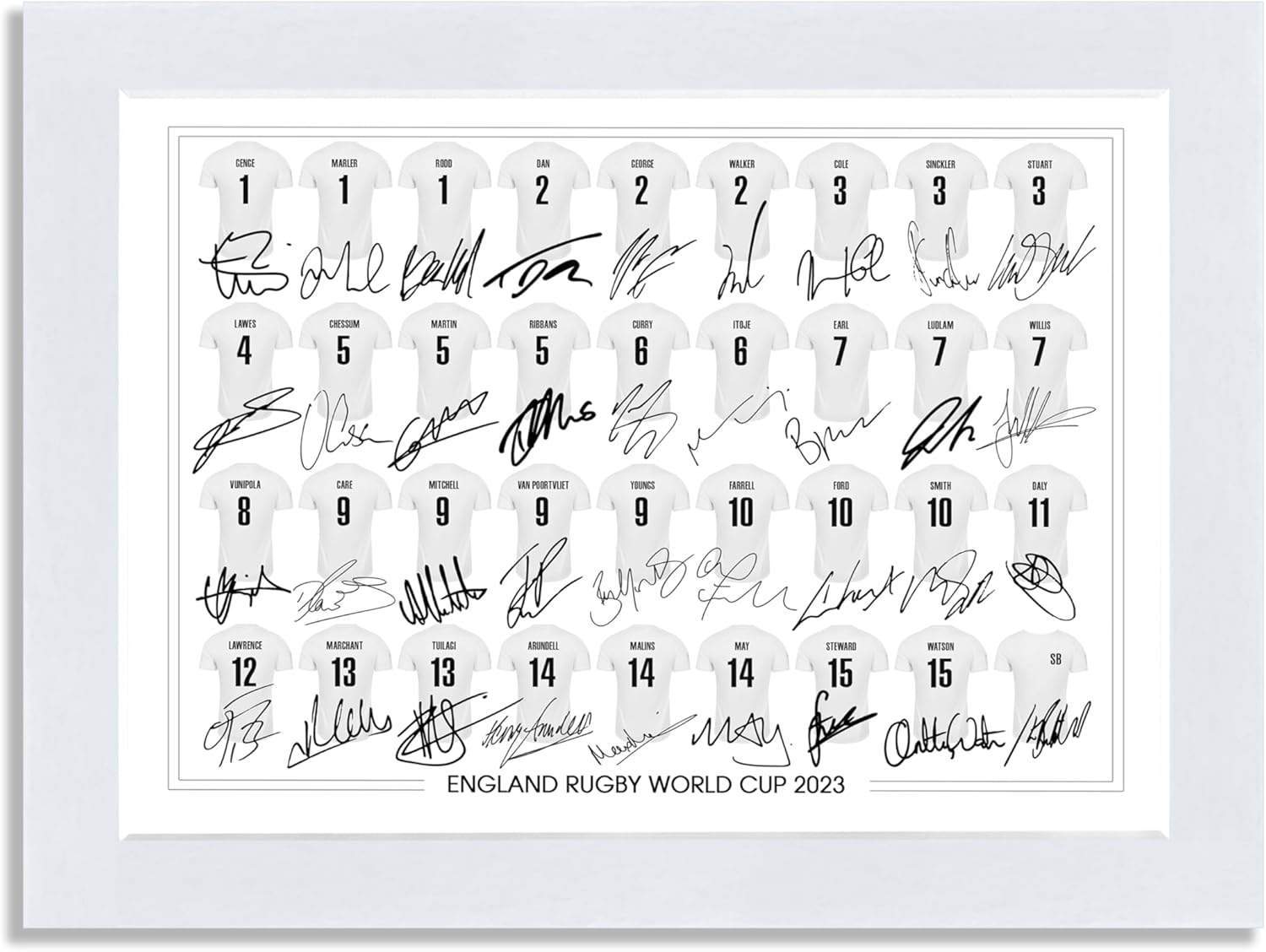 England Rugby World Cup Squad 2023 Team Signed Poster Photo Print ...