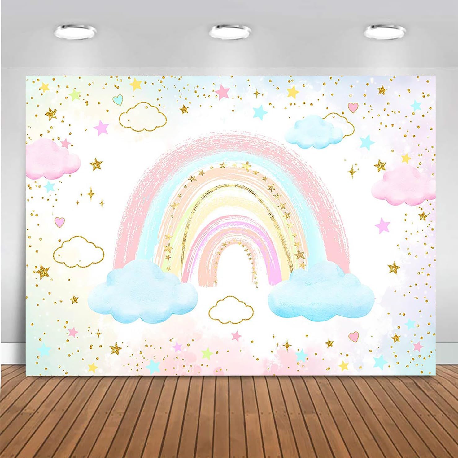 Amazon.com : Mocsicka Pastel Rainbow Backdrop Colorful Rainbow Girls ...
