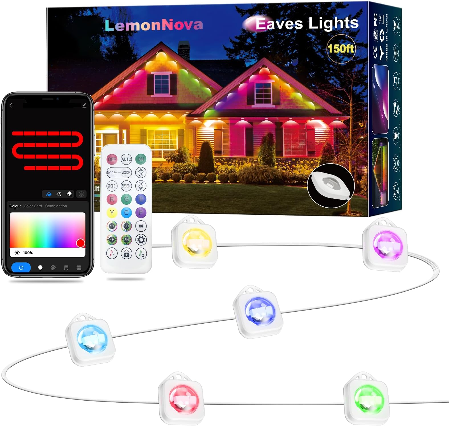 LemonNova Permanent Outdoor Lights, 400ft with 288 LED Eaves Lights ...
