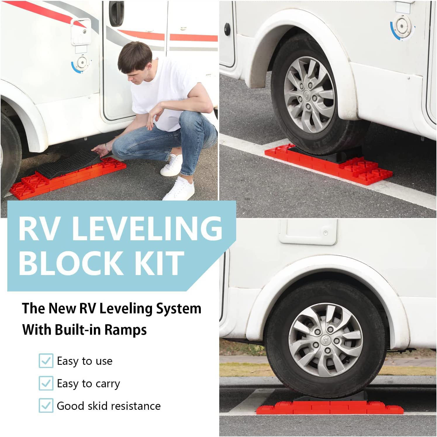 Snapklik.com : Homeon Wheels Camper Leveling Blocks, One Top Tire Saver ...