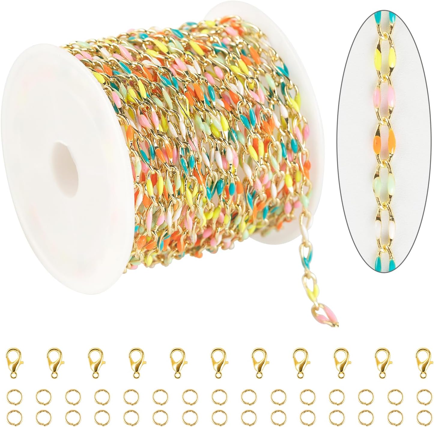 Amazon.com: KYUNHOO 4 Meters Colorful Oil Drip Cable Chain for Jewelry ...