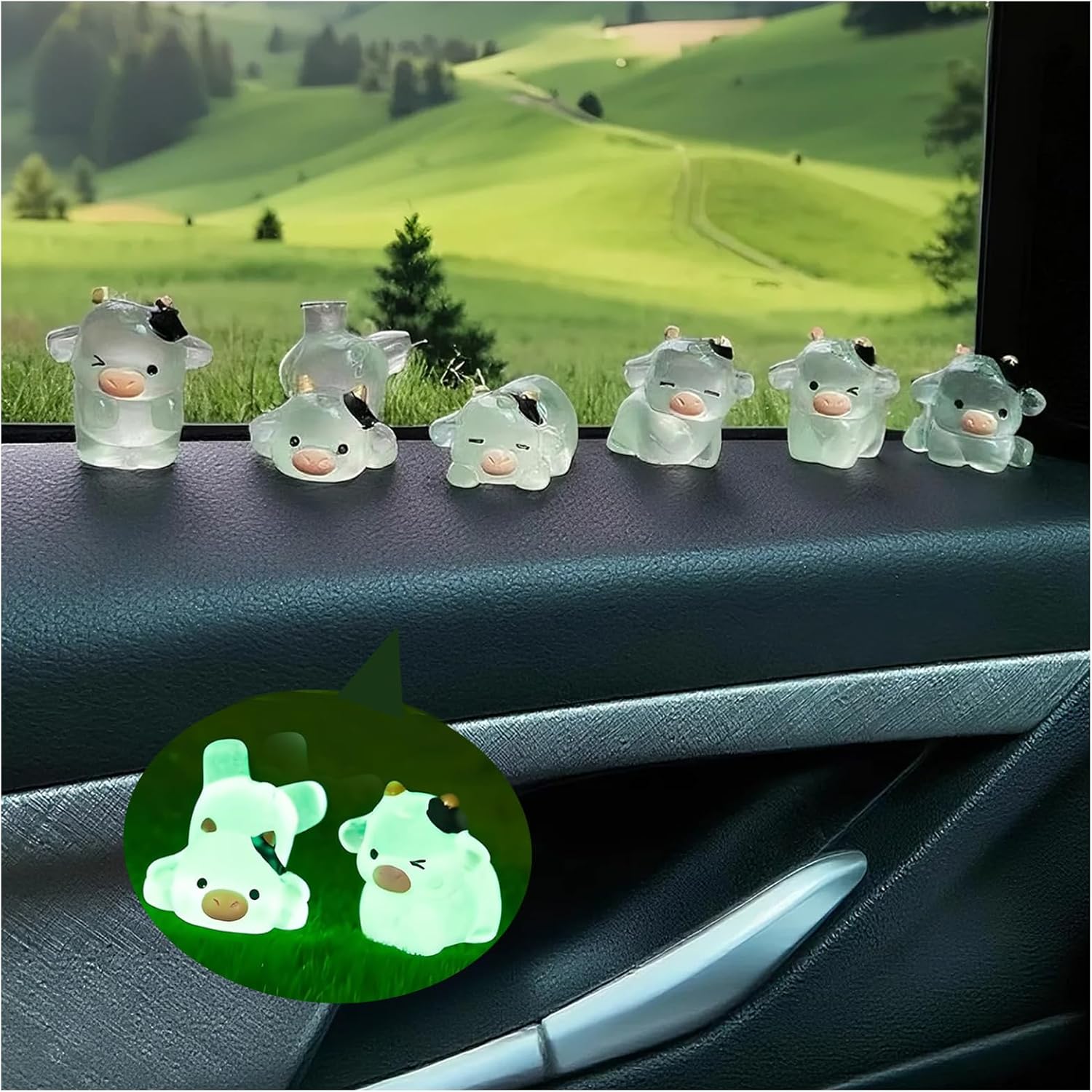 Amazon.com: 6PCS Luminous Cow Car Dashboard Decorations – Cute ...
