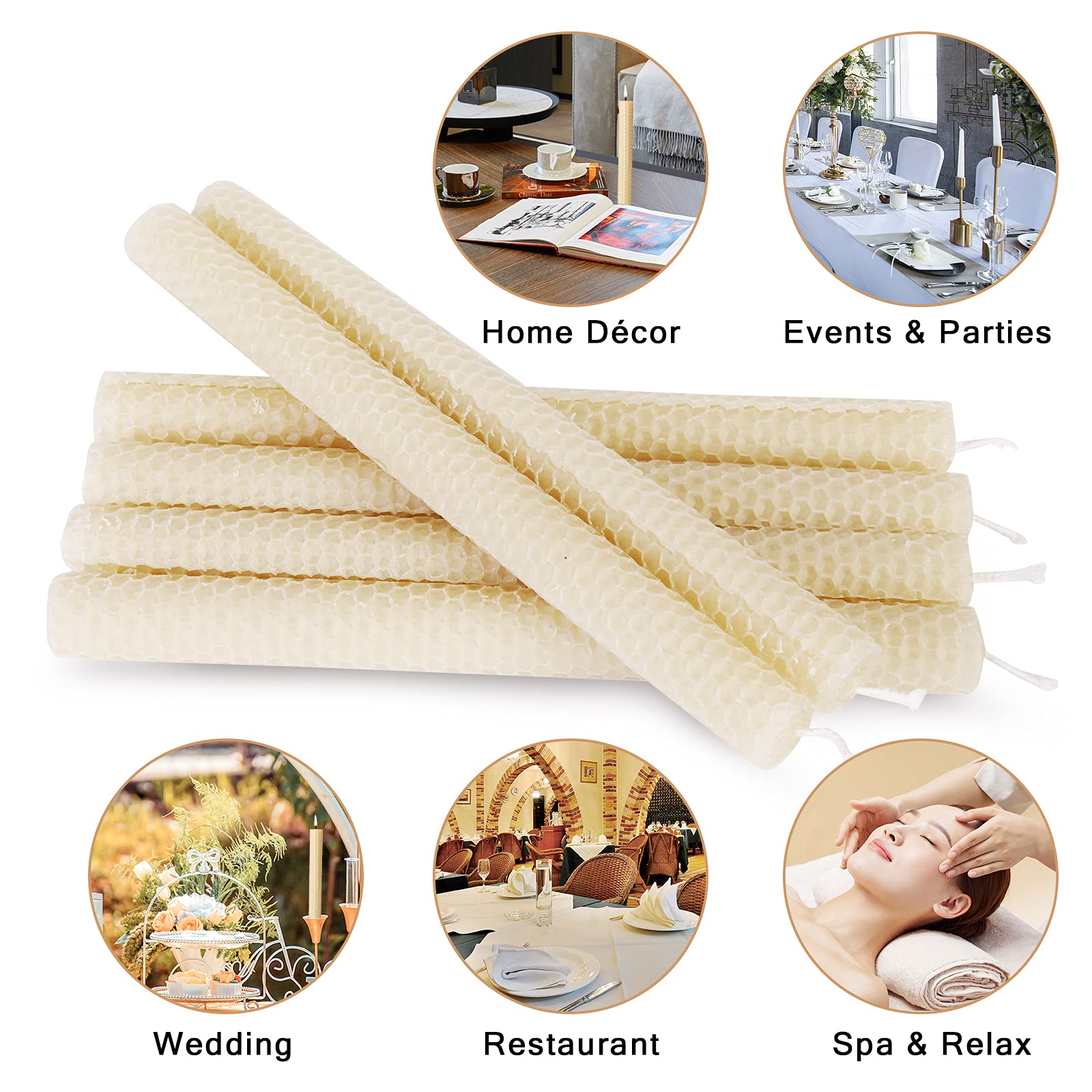 Snapklik.com : 6 Pack Handmade Beeswax Taper Candles,10 Inch Pure ...