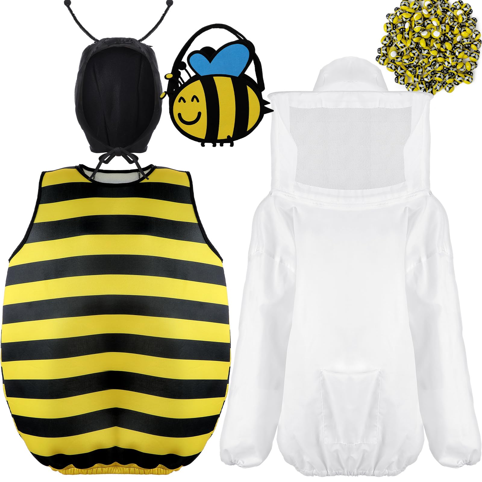Amazon.com: Jiuguva 104 Pcs Halloween Bee Costume Adult with Headpiece ...