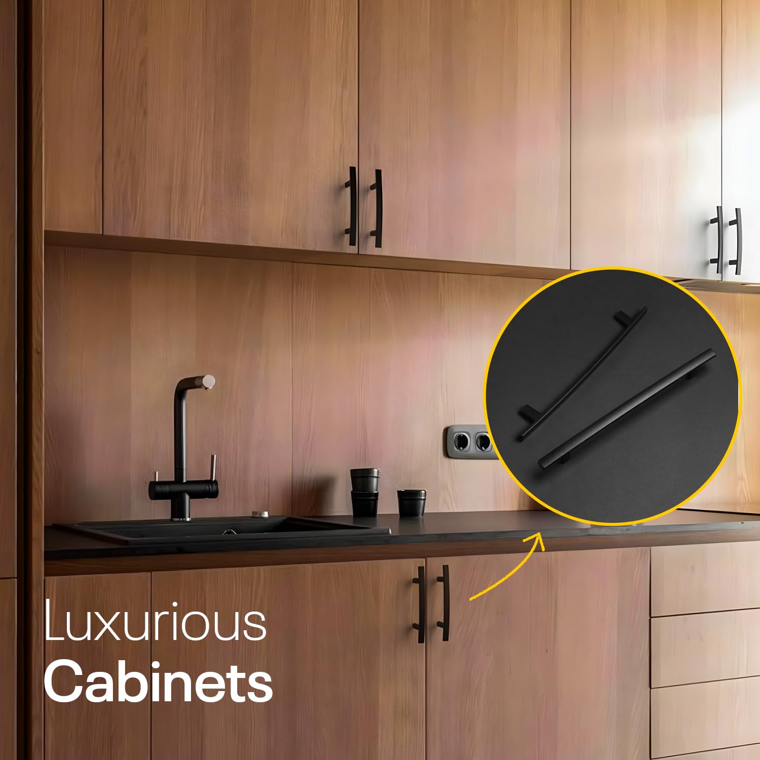 Snapklik.com : FIGO HOME Black Drawer Pulls 6.3 Inch Hole To Hole - 10 ...
