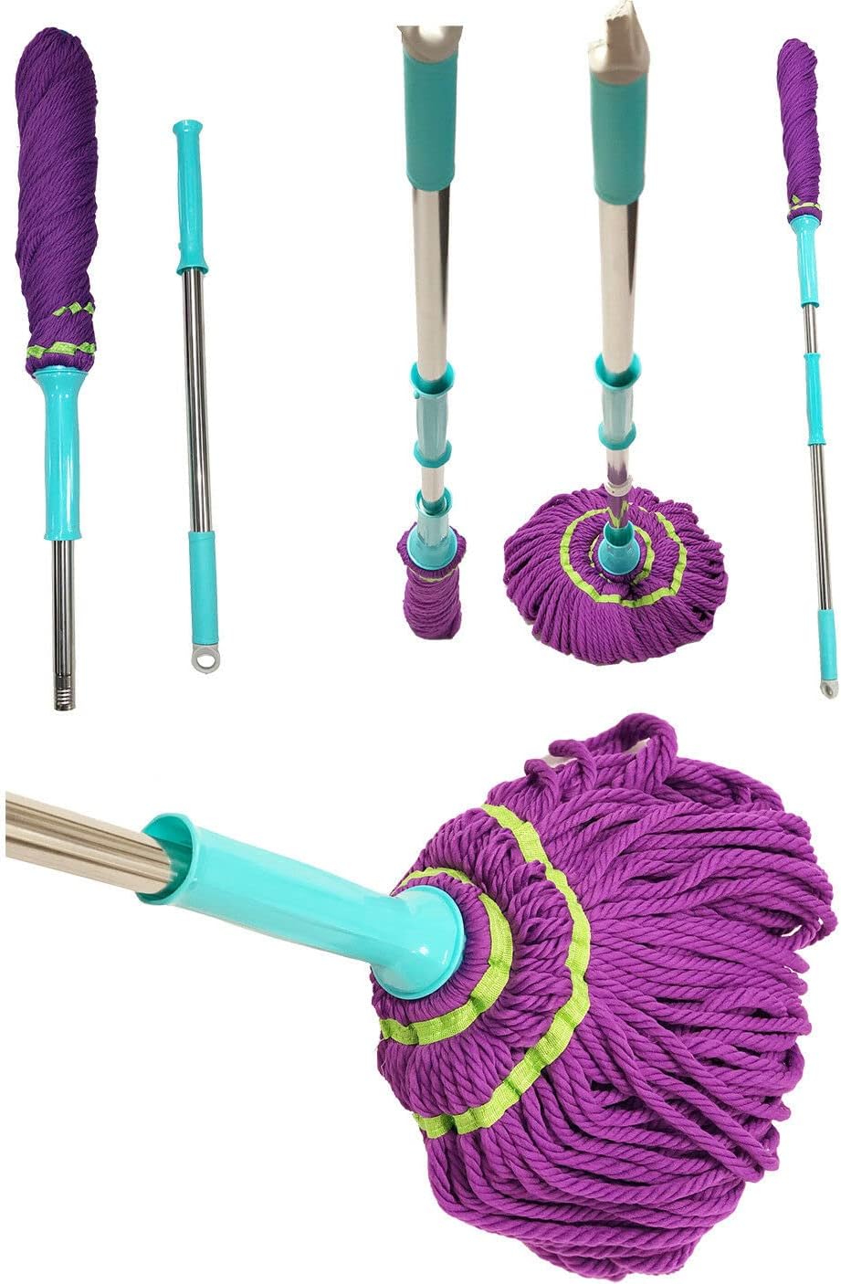 Twist Mop 360 Degree Floor Mop Telescopic Stainless Steel Handle Easy ...