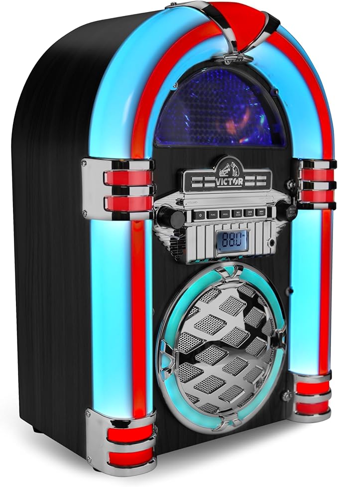 Amazon.com: VICTOR Wilshire Desktop Bluetooth Jukebox with FM Radio ...