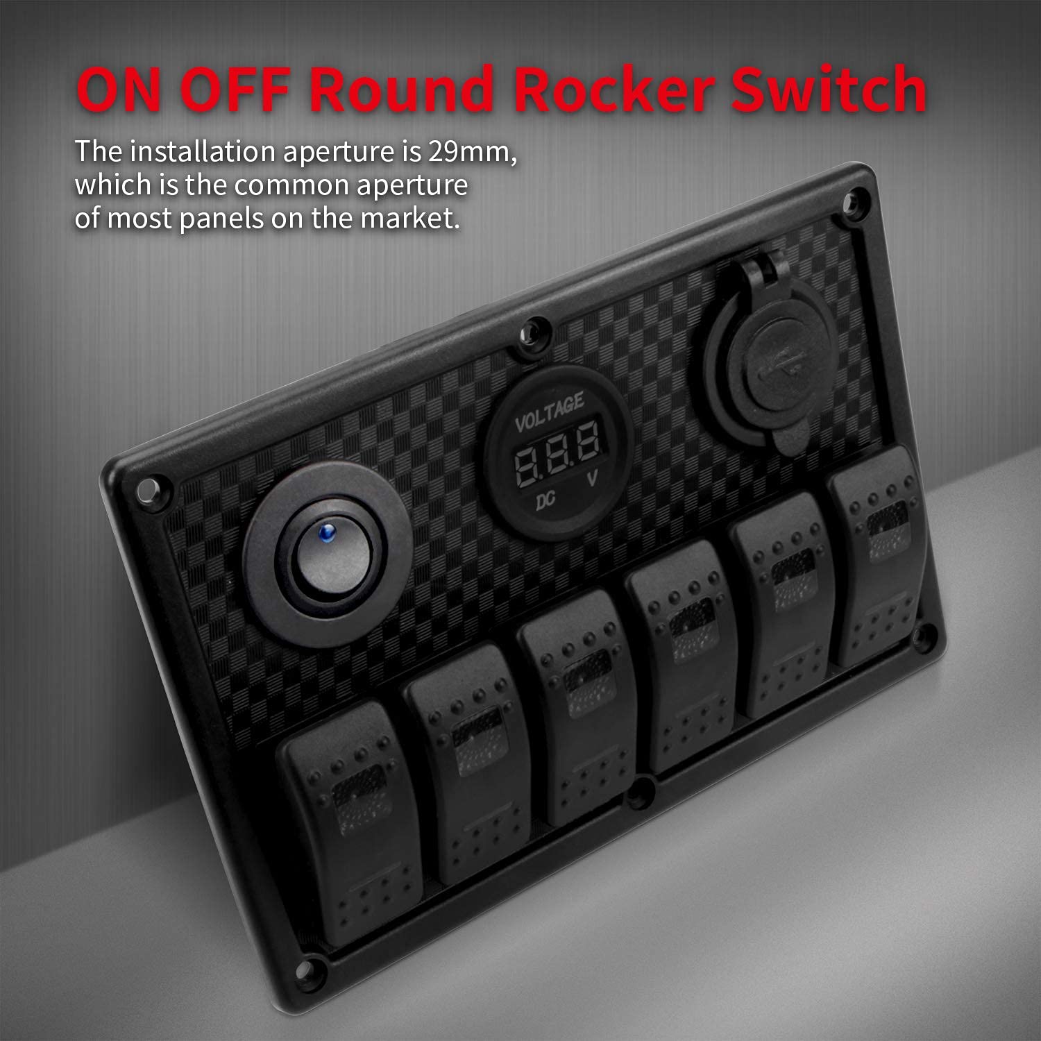 DaierTek Round Rocker Switch Shell 12V Lighted 3 Pin with Blue LED 12 ...