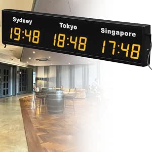 Digital World Clock Displaying Multiple Time Zones with Adjustable ...