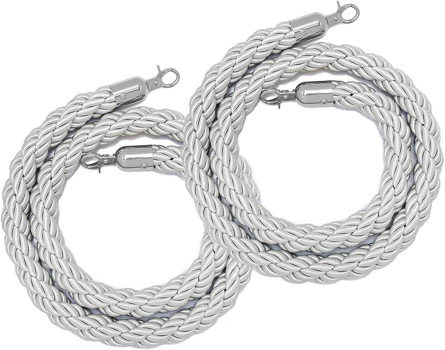 Silver Queue Barrier Twist Rope, Queue Divider Stanchions Crowd Control ...