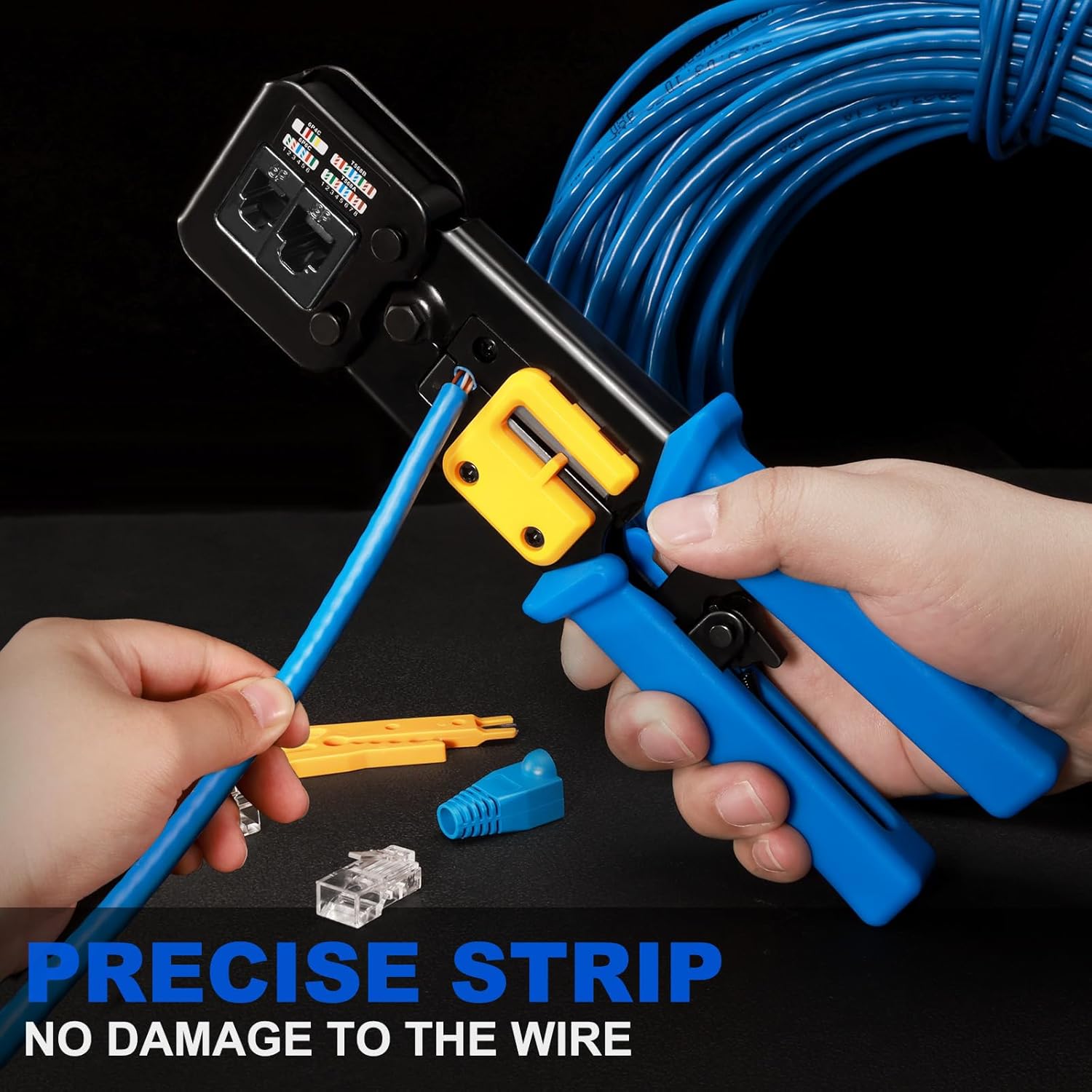 Hiija Herramienta de crimpado RJ45 para crimpado Cat5 Cat5e Cat6 para ...
