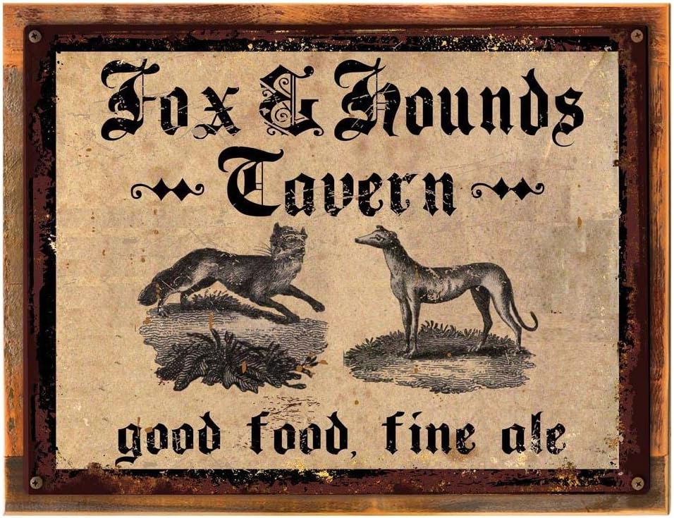 Amazon.com: Wood-Framed Fox and Hounds Tavern Metal Sign, Fine Ale ...