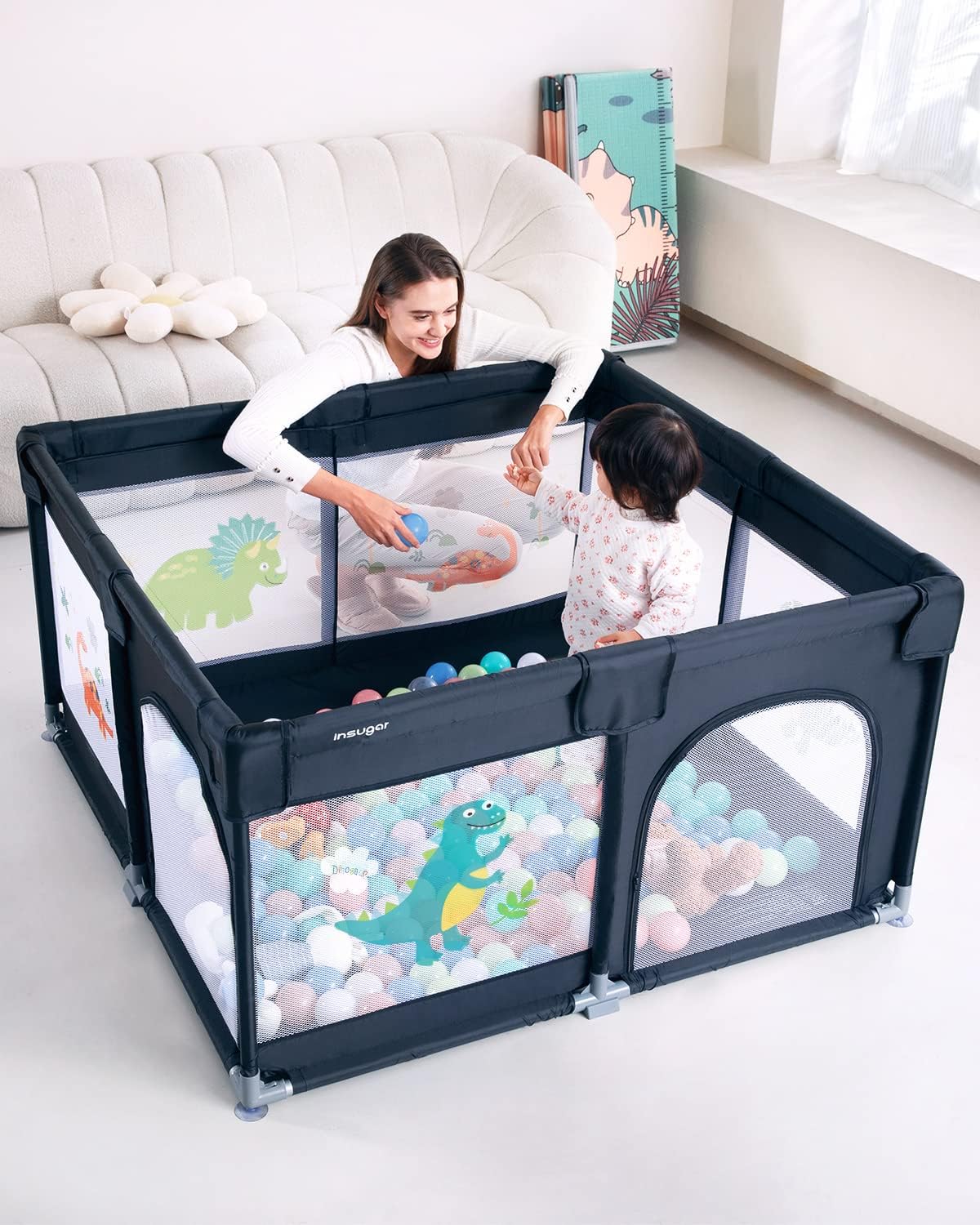 Amazon.com : Baby Playpen Playard, Insugar Playpen for Babies and ...