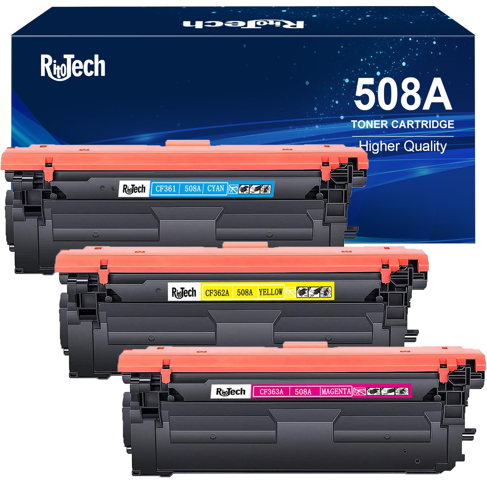 Amazon.com: 508A Cyan Yellow Magenta Toner Cartridge, 3 Pack ...