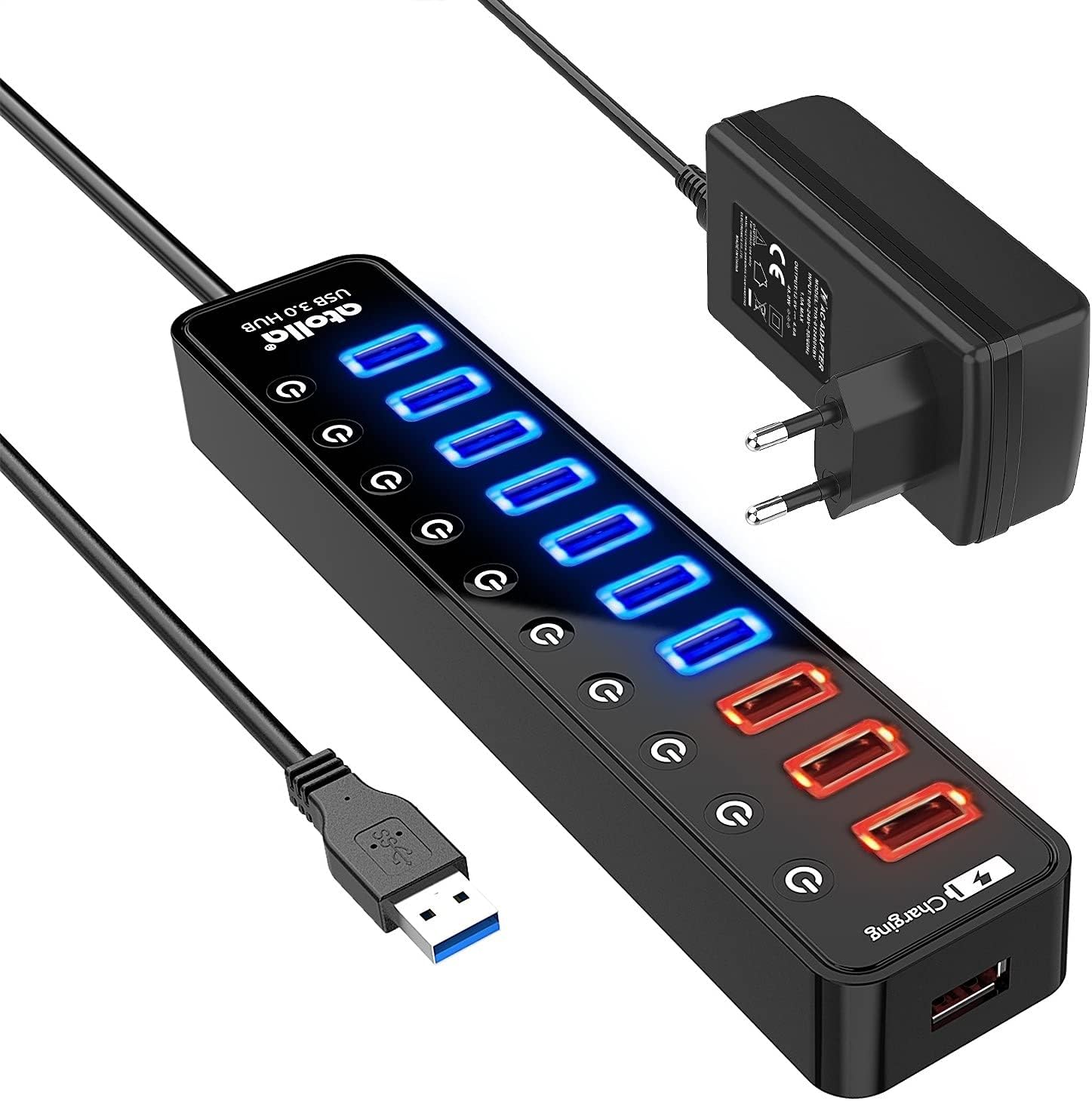 USB 3.0 Hub, APANAGE 11 Ports USB Hub mit Einzelnen Power Schalter, mit ...