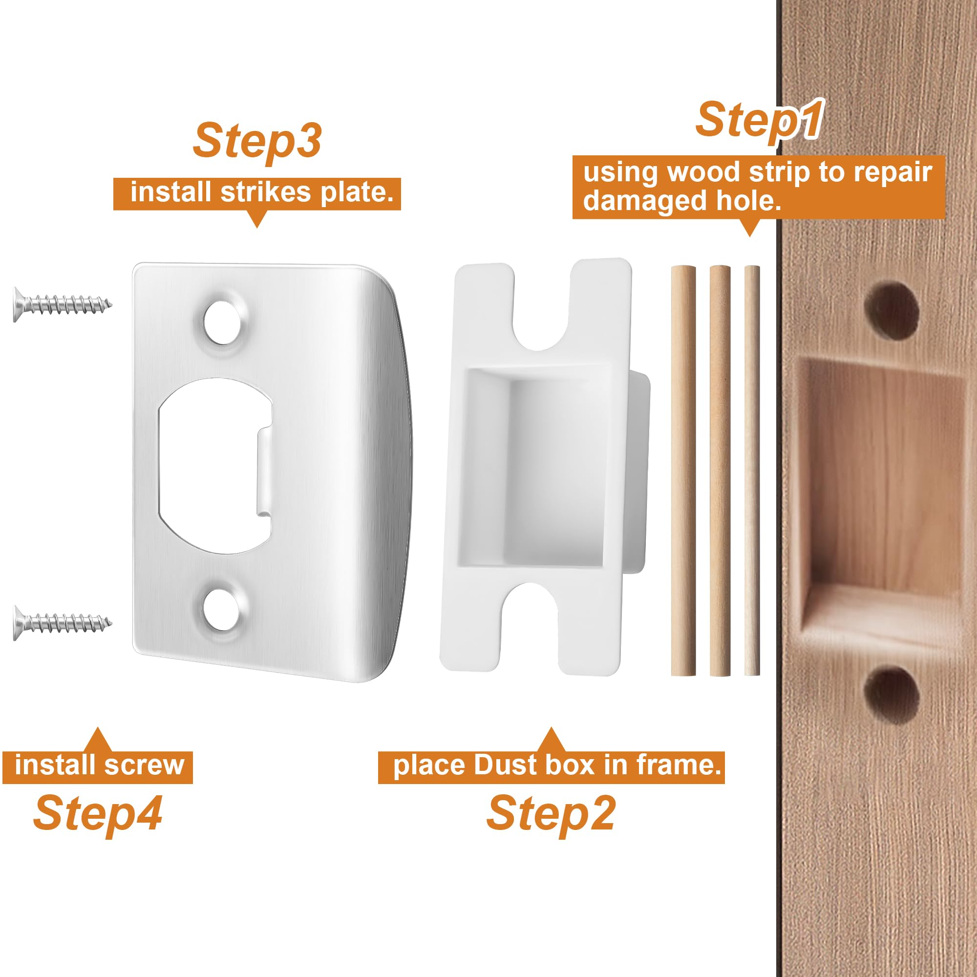 Snapklik.com : Nkiy Quen 4 Pack Door Latch Strike Plate-Stainless Steel ...