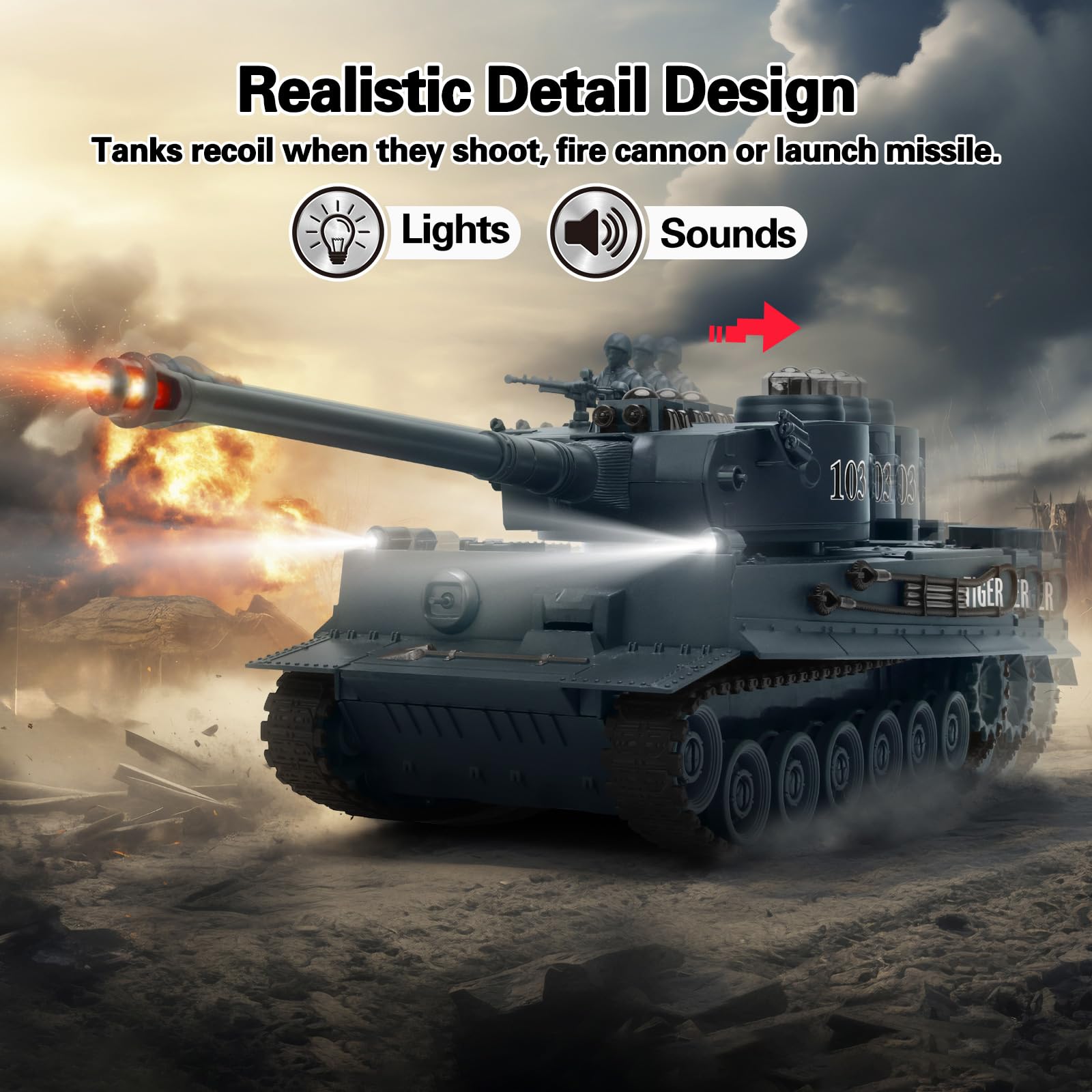 Snapklik.com : 1/28 RC Tank Set, 2.4G 9 Channels Remote Control Battle Tank w/Life Indicators ...