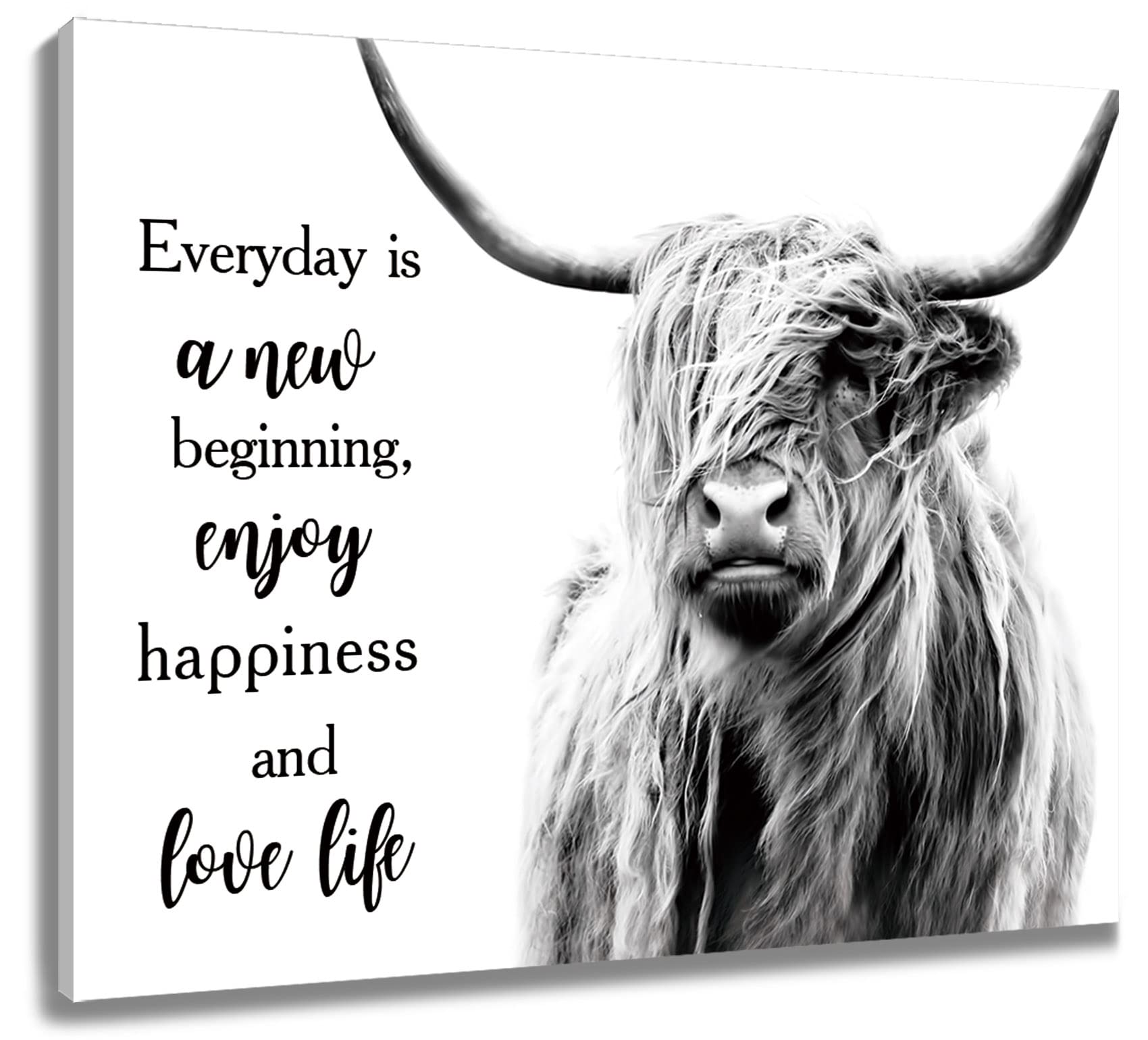 Yak Quotes C04 GENYS Farmhouse Highland Cow Decor Wall Art Farm Cow