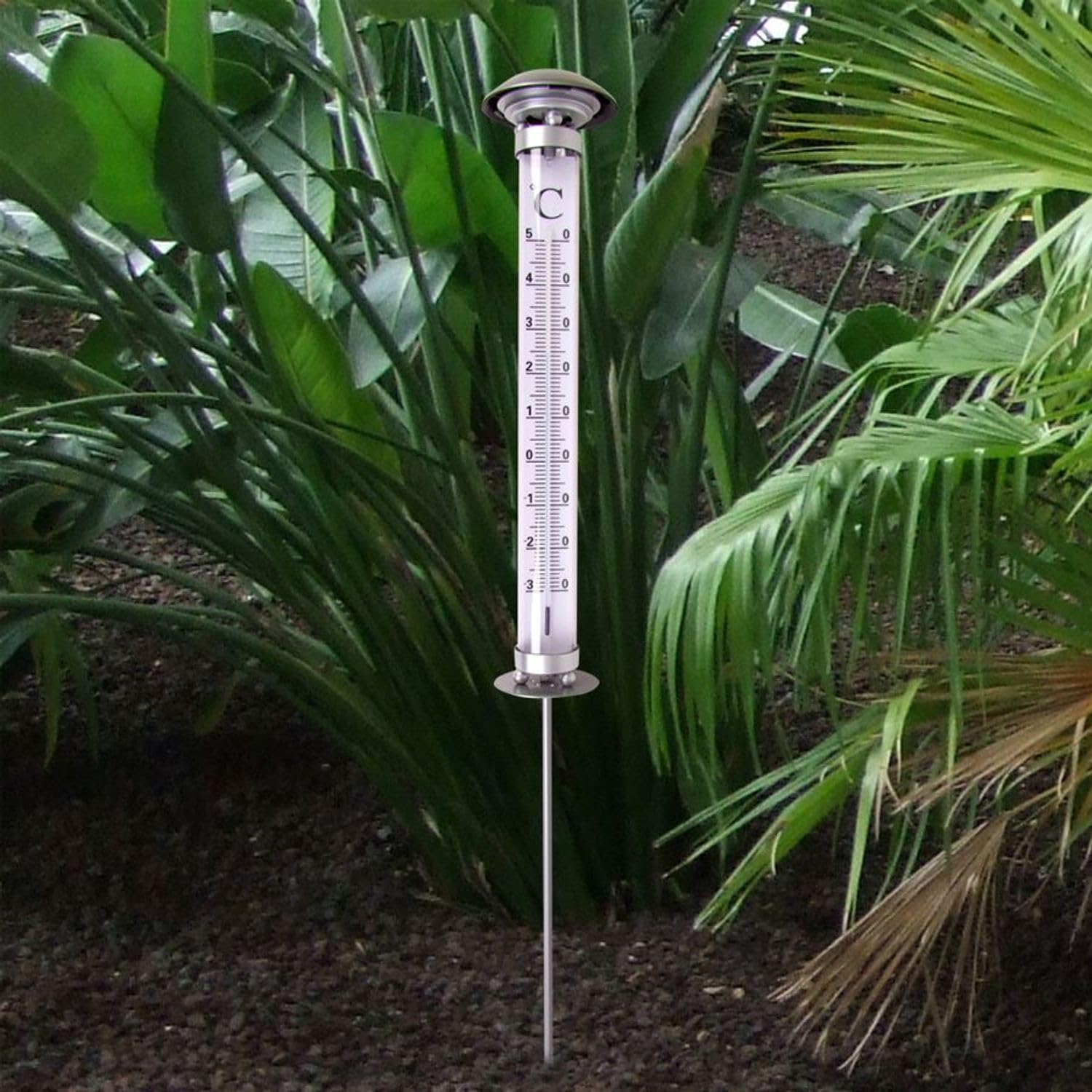 Solar Powered Lighted Outdoor Thermometer Outdoor And Backyard