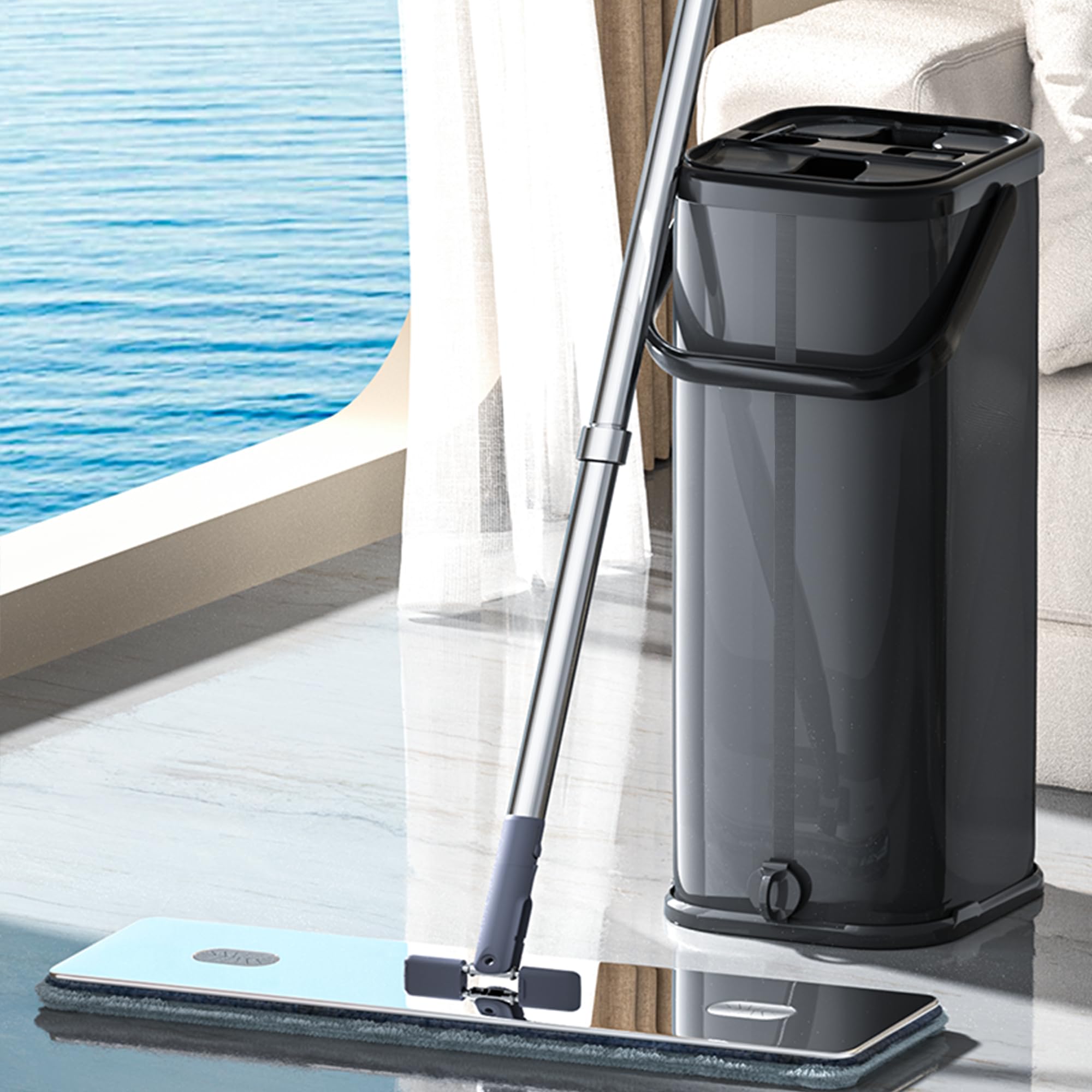 Amazon.com: SWIFTIRON Flat Mop and Bucket for Home with Extra Refills ...