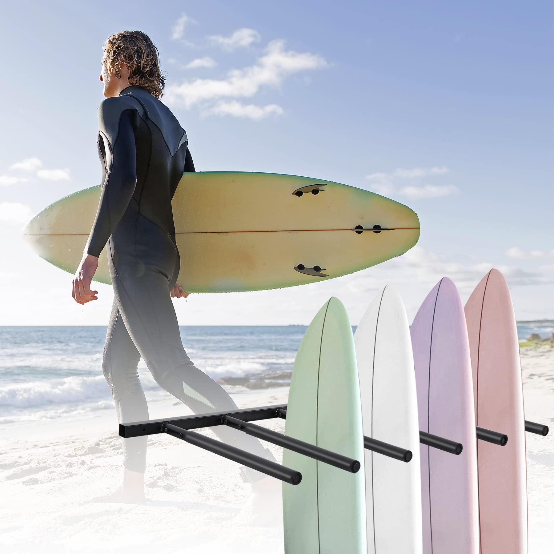 Neorexon Surfboard Rack Vertical 6 Arms, Surfboard Rack for Wall with ...