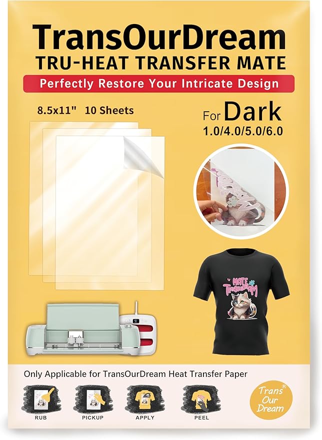 Amazon.com: TransOurDream Tru-Heat Transfer Mate for Dark T Shirts ...