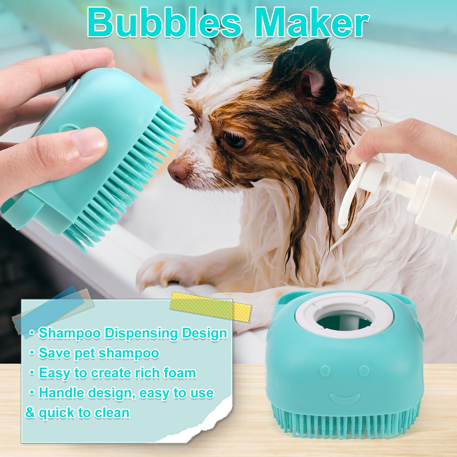 Snapklik.com : 2 Pack Dog Bath Brush, Soft Silicone Shampoo Dispenser ...