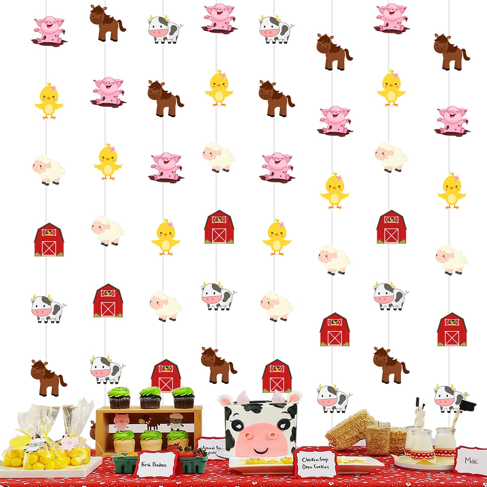 Amazon.com: Kreatwow Farm Party Streamers Farm Animals Birthday ...