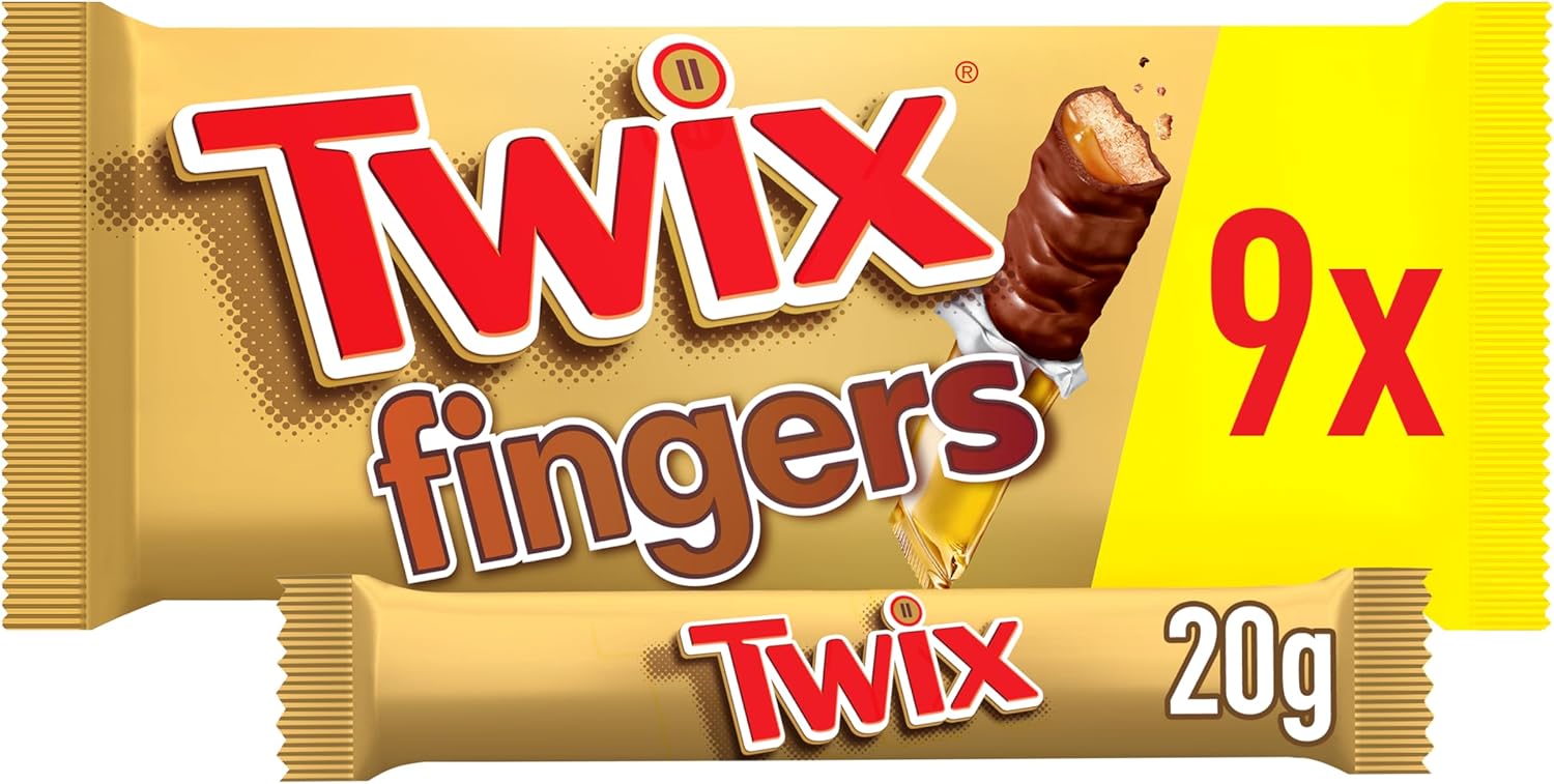 Twix Chocolate Bars, Caramel & Milk Chocolate Biscuits, 9 x 20g ...