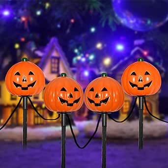 Amazon.com : 7Ft Halloween Pathway Lights Pumpkin Walkway Lights ...