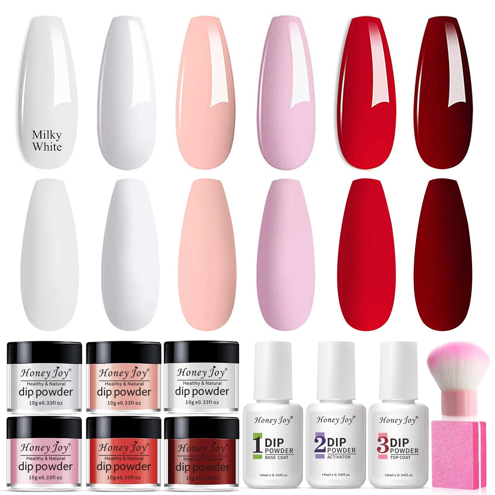 Amazon.com: Dip Powder Nail Kit Starter, 6 Colors Milky White Nude Pink ...