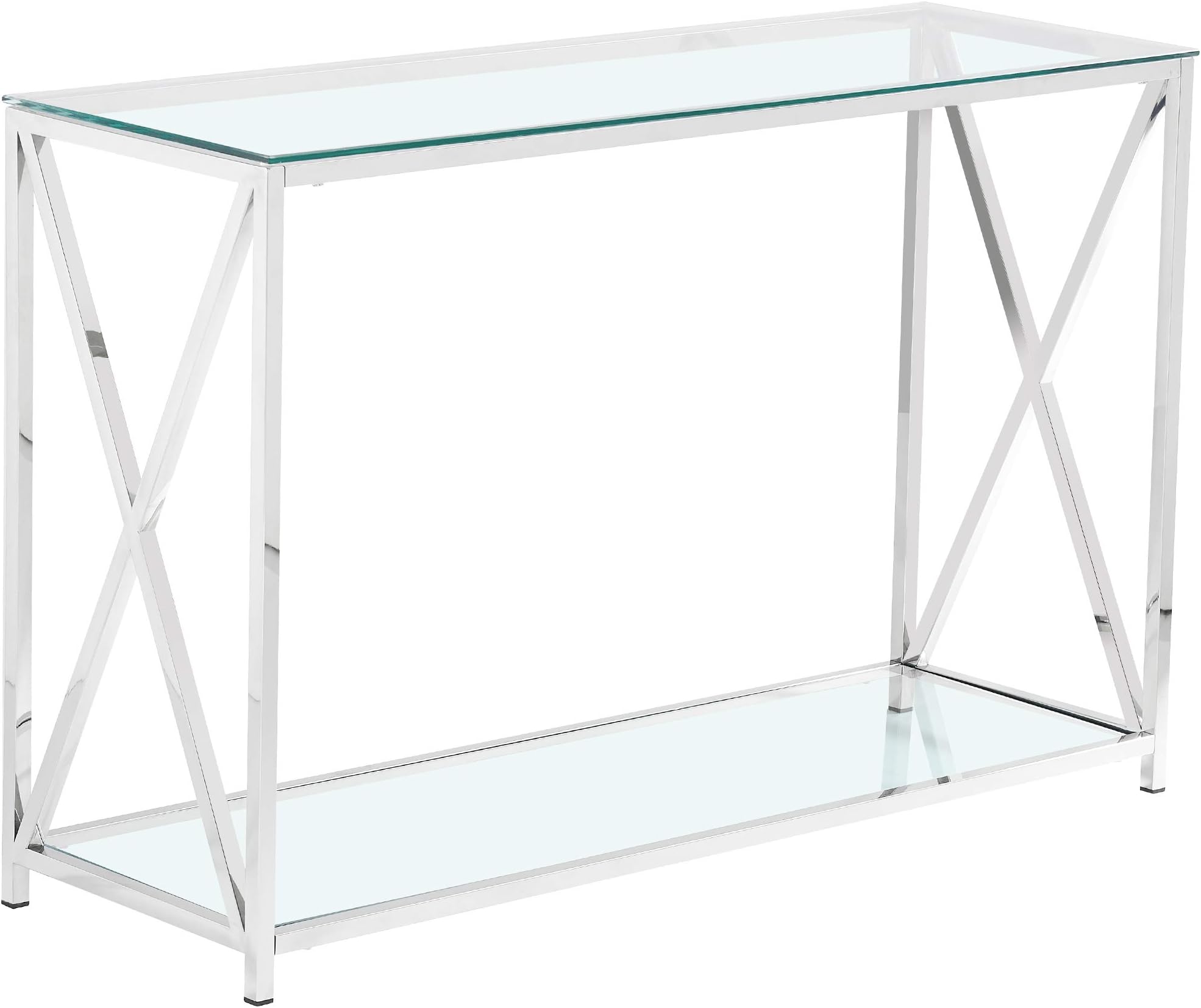 Charles Jacobs Clear Glass Console Table with Mirrored Finish Crossover ...