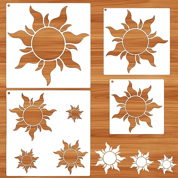 Amazon.com: 4 Pcs Sun Stencils for Painting on Wood Boho Sun Stencils ...