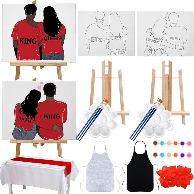 Amazon.com: Zhanmai 112 Pcs Sip and Paint Kit for Adults Date Night Pre Drawn Canvas Paint Kit ...