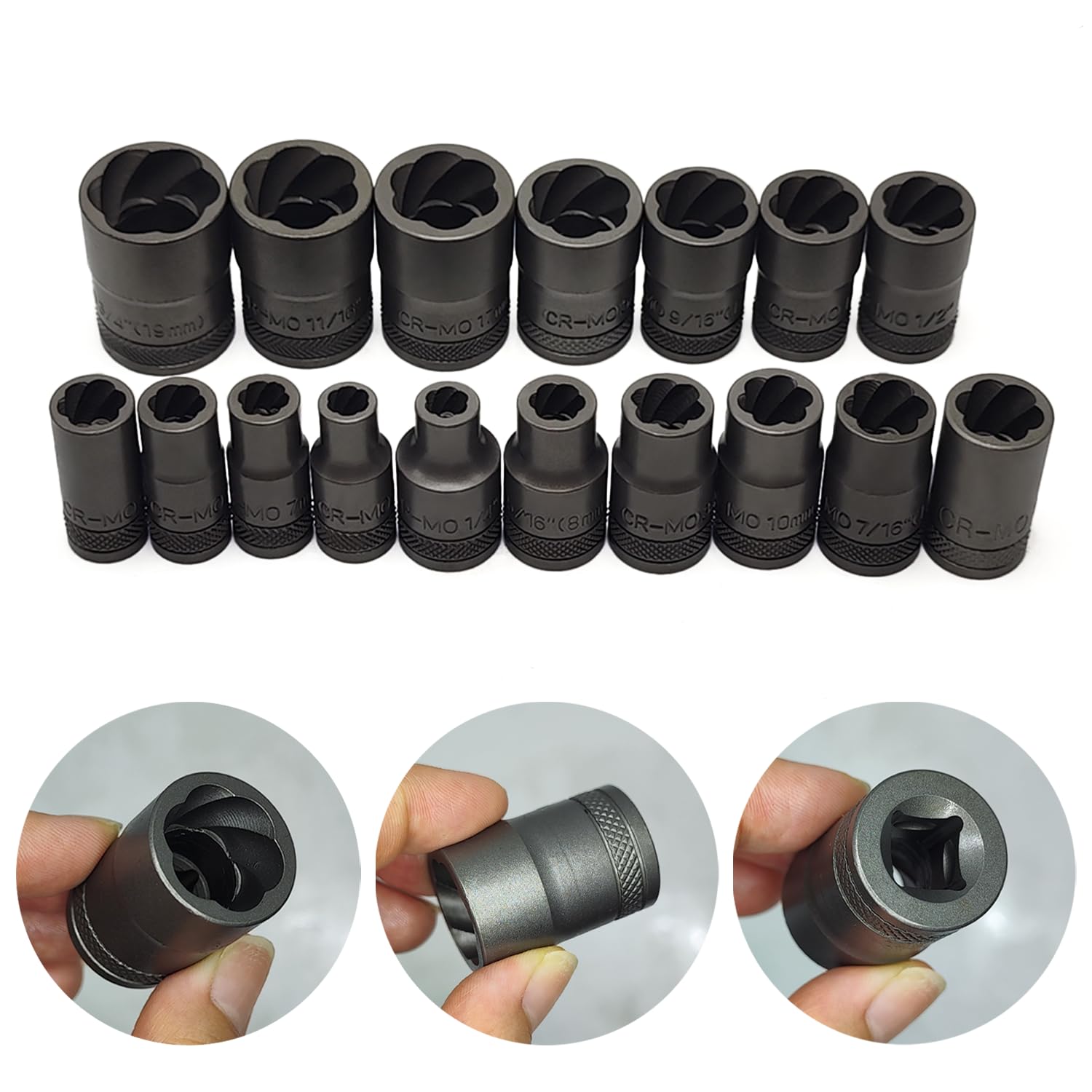 Snapklik.com : 21PCS Twist Lug Nut Socket Set - 3/8 Inch Drive Damaged ...