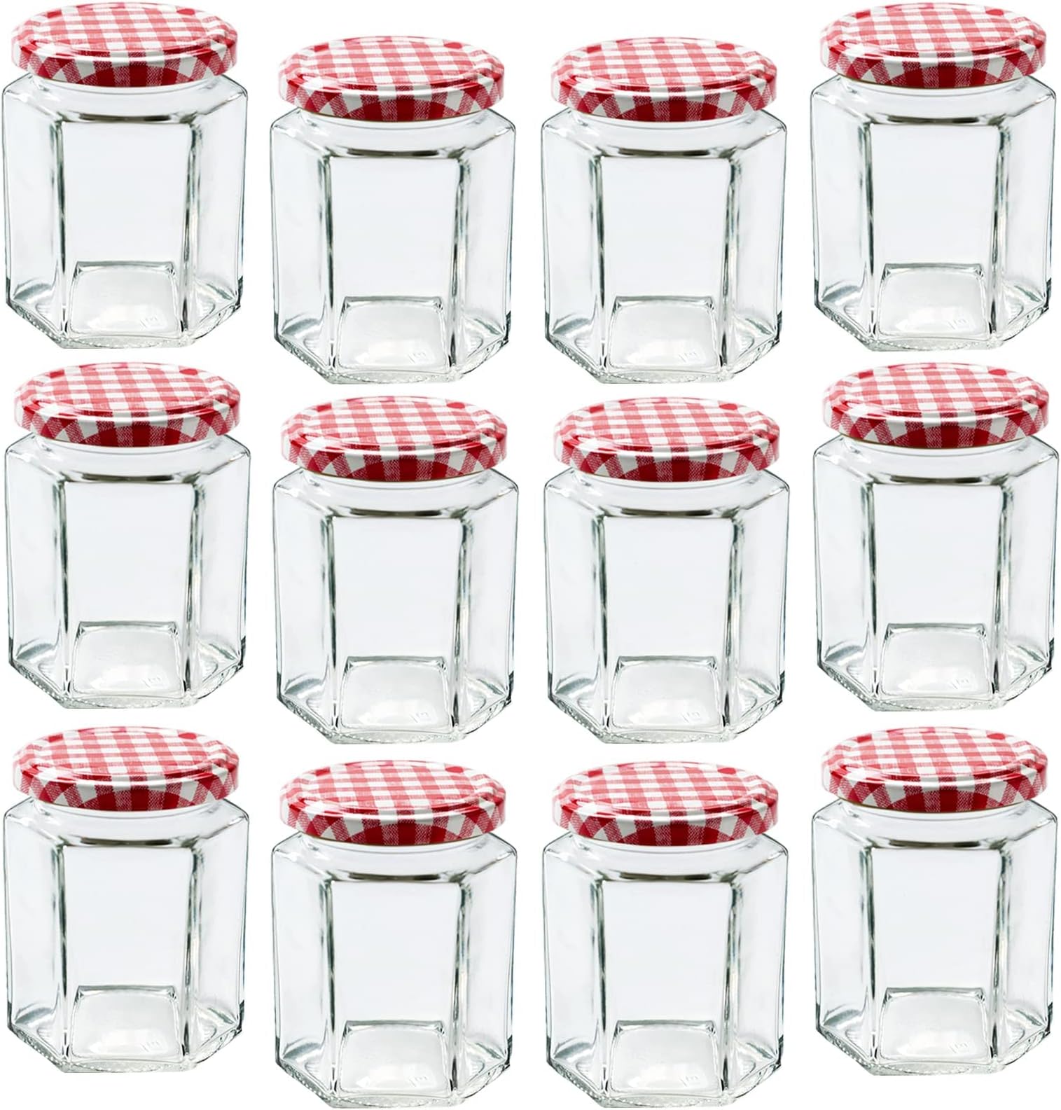Offer Shop Jam Glass Jars with Blue Gingham Lid & Labels - 280ml / 9oz ...