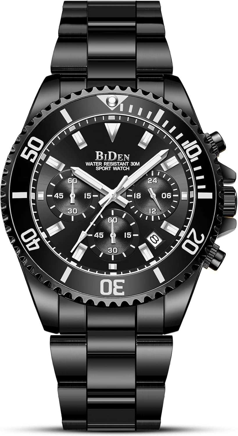 Biden Herren-Armbanduhr, Chronograph, Edelstahl, wasserdicht, Datum ...