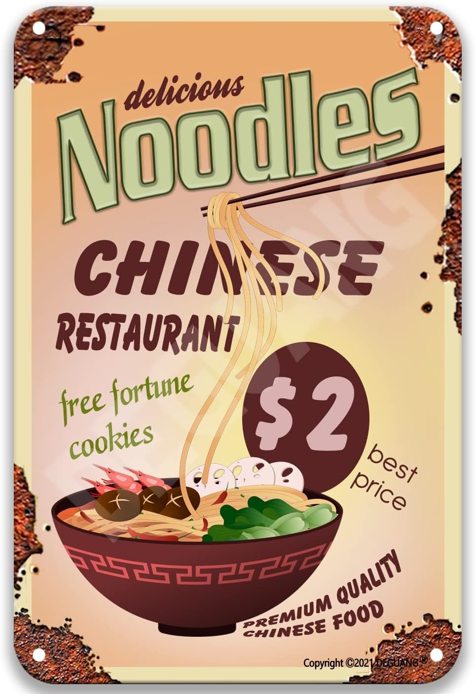Amazon.com: Noodles Chinese Restaurant Delicious Food $2 Vintage Signs ...