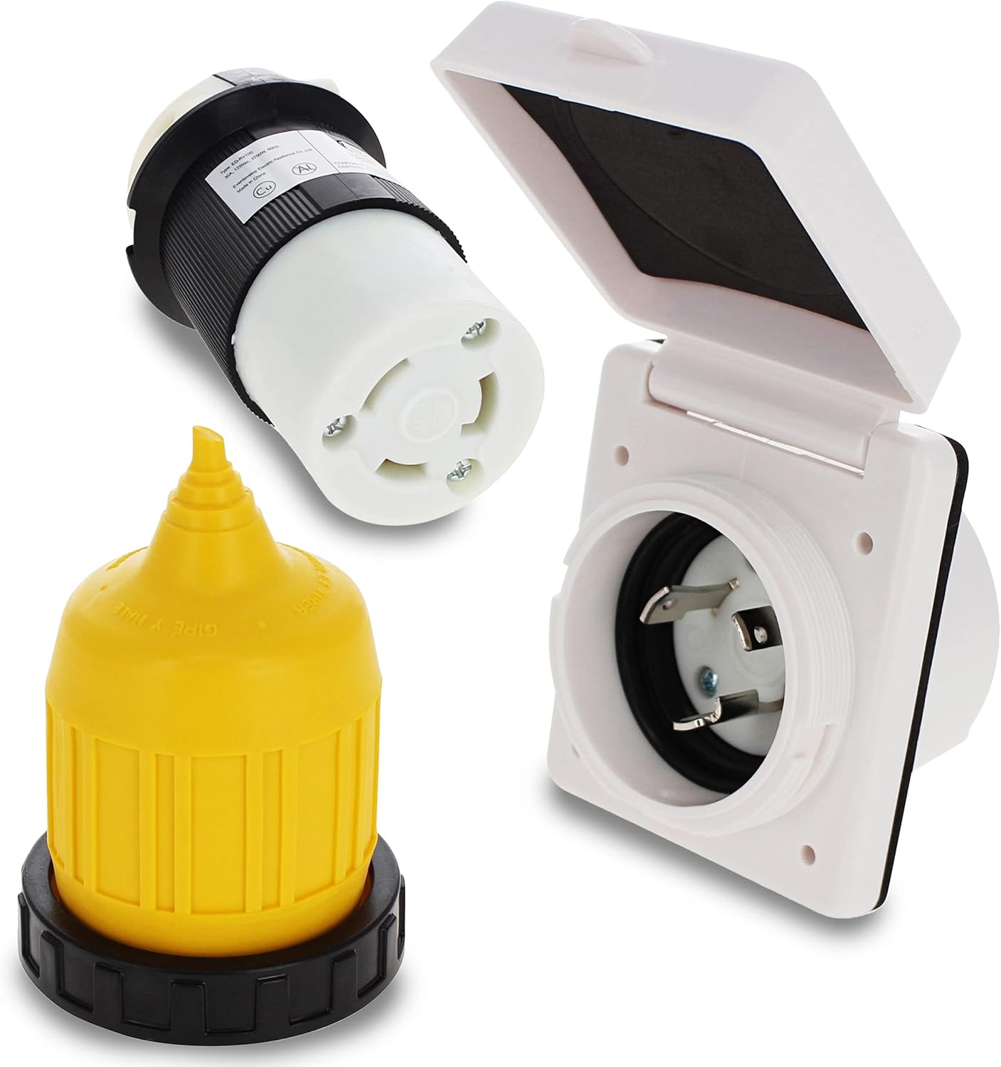 ABN 30 AMP RV Power Inlet with RV Receptacle Plug and Weather Resistant ...