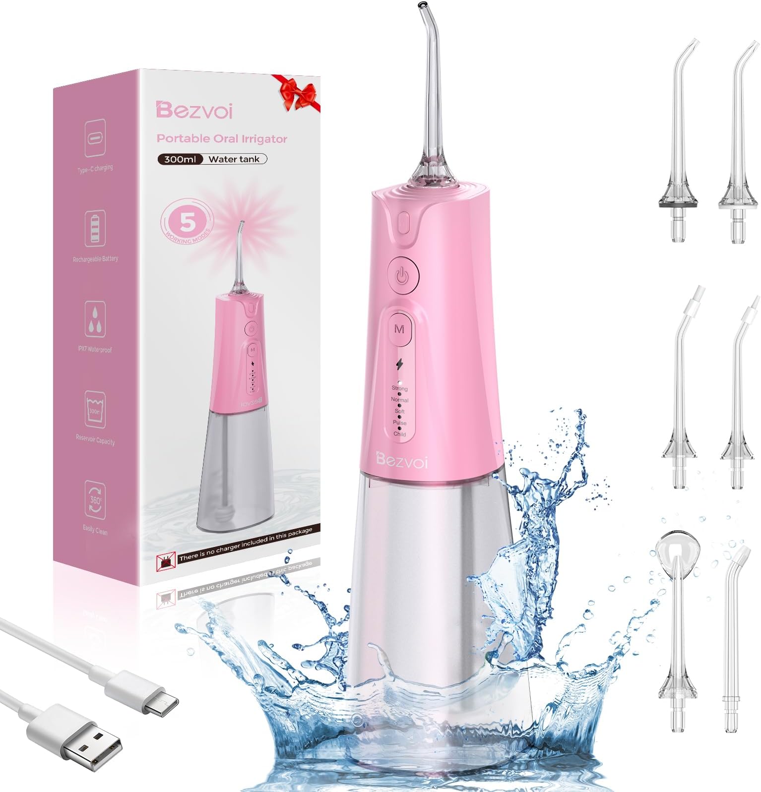Amazon.com: Bezvoi Water Flosser Teeth Pick: 5 Modes Cordless Water ...