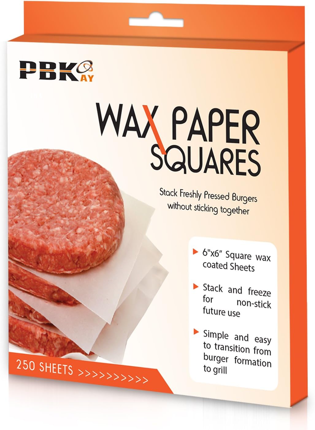 Amazon.com: Hamburger Patty Paper Sheets, Wax Paper Squares 250 pcs 6 ...