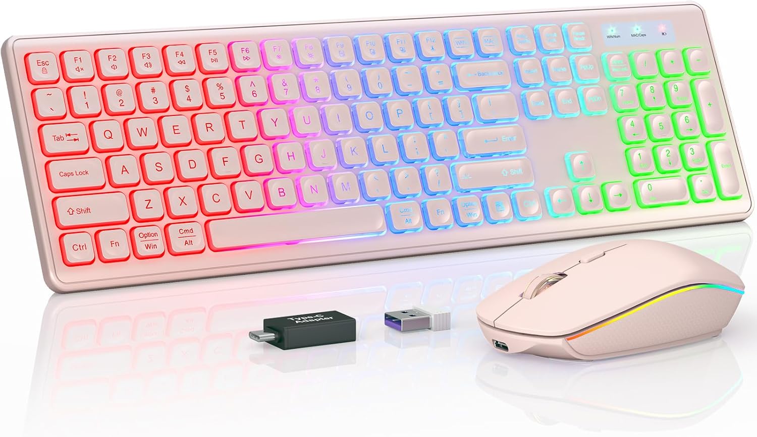 Wireless Keyboard and Mouse Combo - RGB Backlit, Rechargeable & Light ...