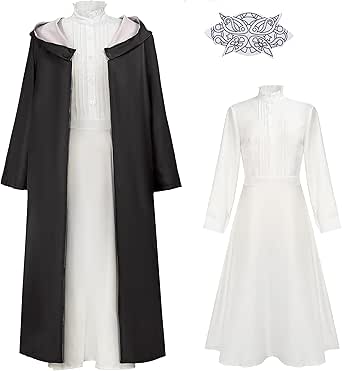 Amazon.com: DAZCOS Anime Womens Cosplay Costume White Dress Black ...