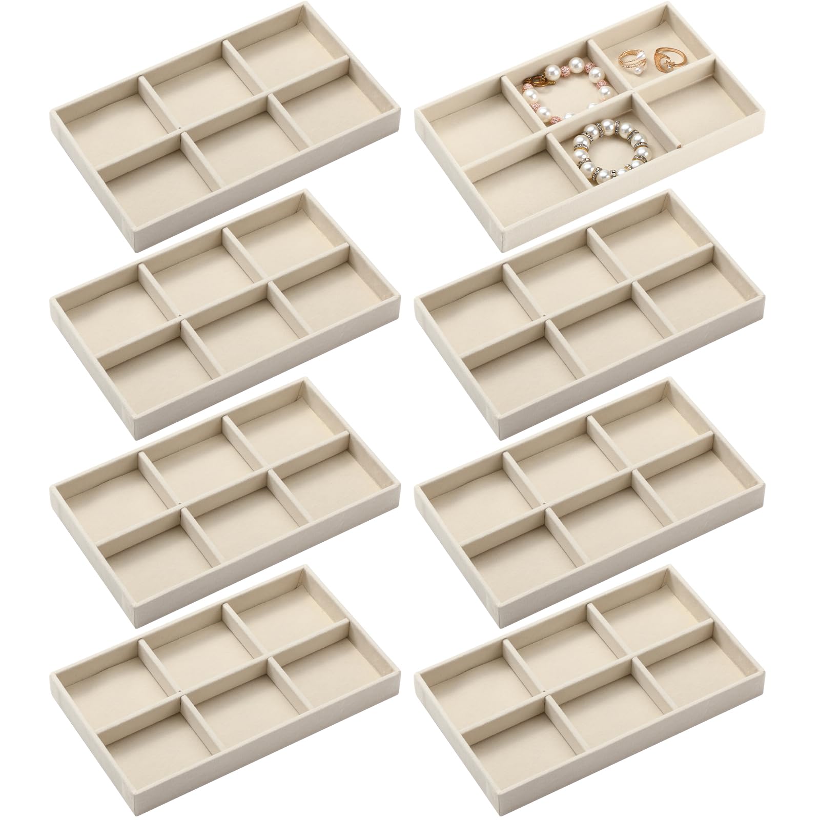 Amazon.com: Highergo 8 Pcs Small Velvet Jewelry Trays Stackable Drawers ...