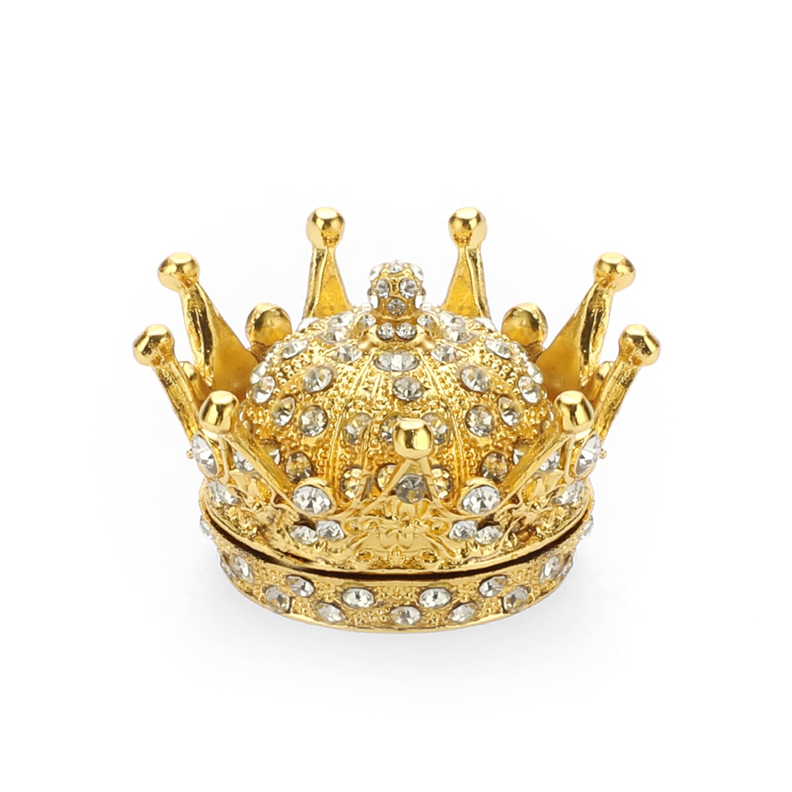 Amazon.com: ELLDOO Gold Crown Trinket Box, Vintage Metal Enameled ...