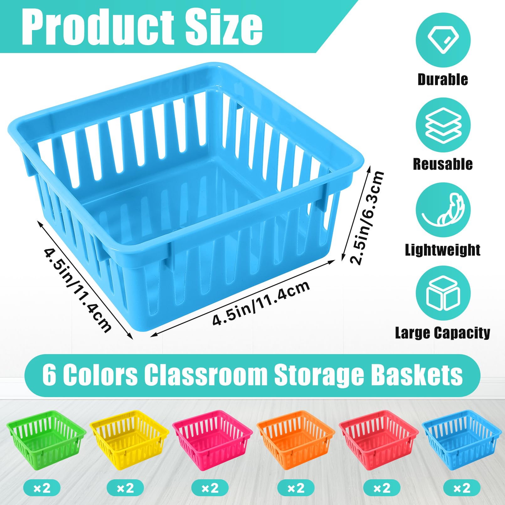 Snapklik.com : Dyrfolm 12 Pack Classroom Storage Baskets,Colorful ...