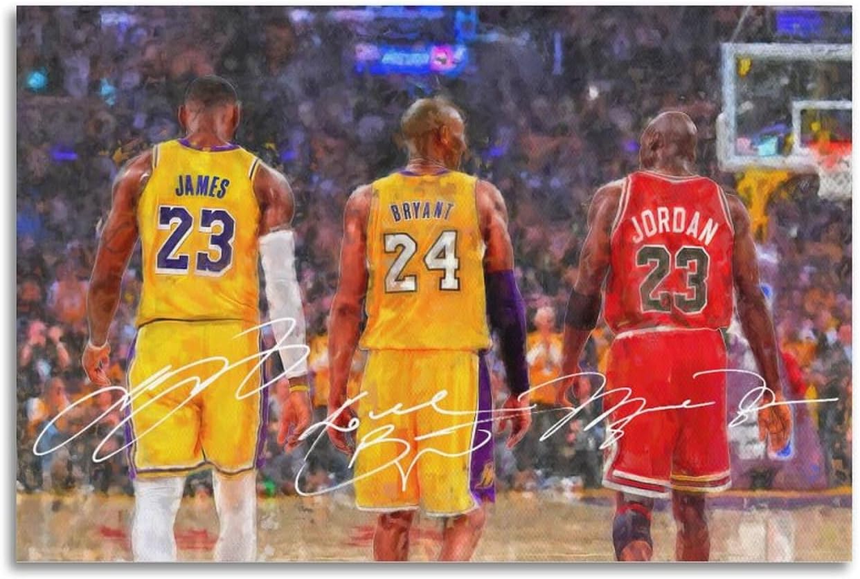 Amazon.com: YOLNEY LBJ KB MJ Poster James Kobe Jordon Posterbasketball Poster Basketball ...